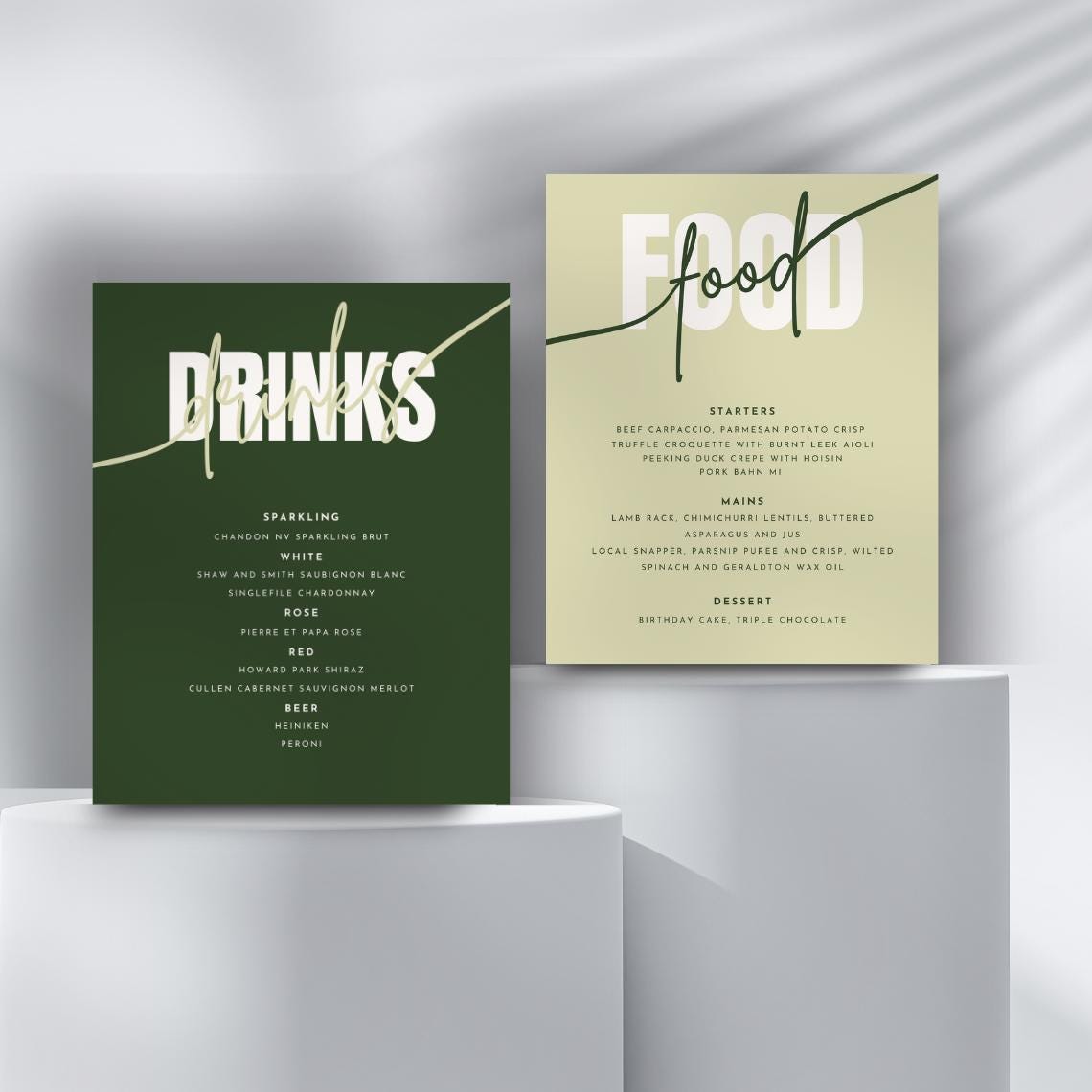 Chic Party Green Food and Drinks Menu, Editable Instant Download ...