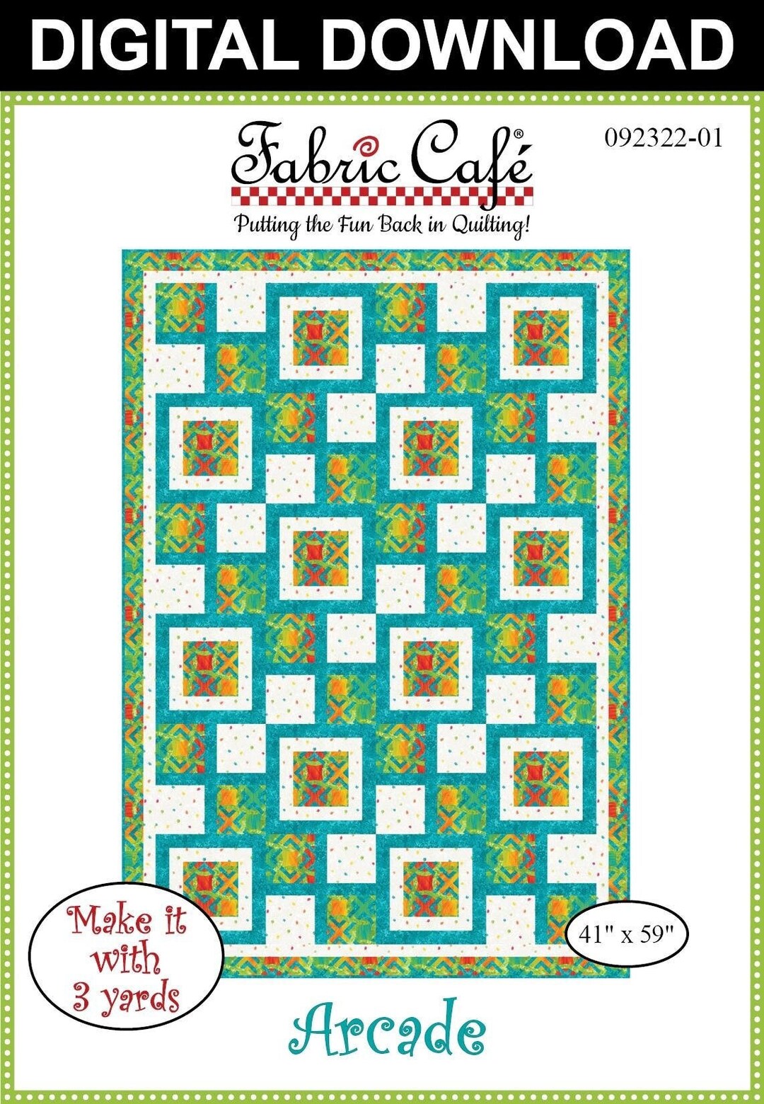 Arcade 3-yard Quilt Pattern Digital Download - Etsy Canada