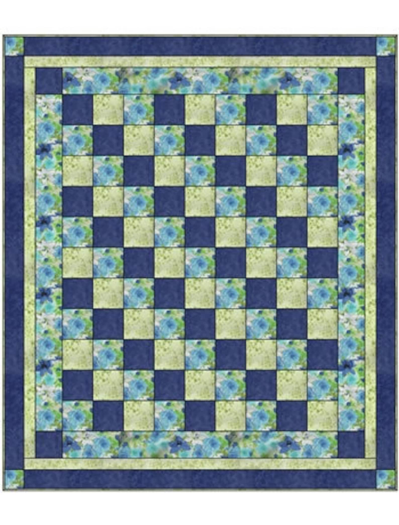 Downloadable Four Square Quilt Pattern Easy 3 Yard Design | Etsy New ...