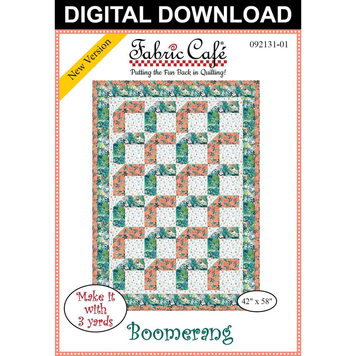 Boomerang 3-yard Quilt Pattern - Digital Download - Etsy