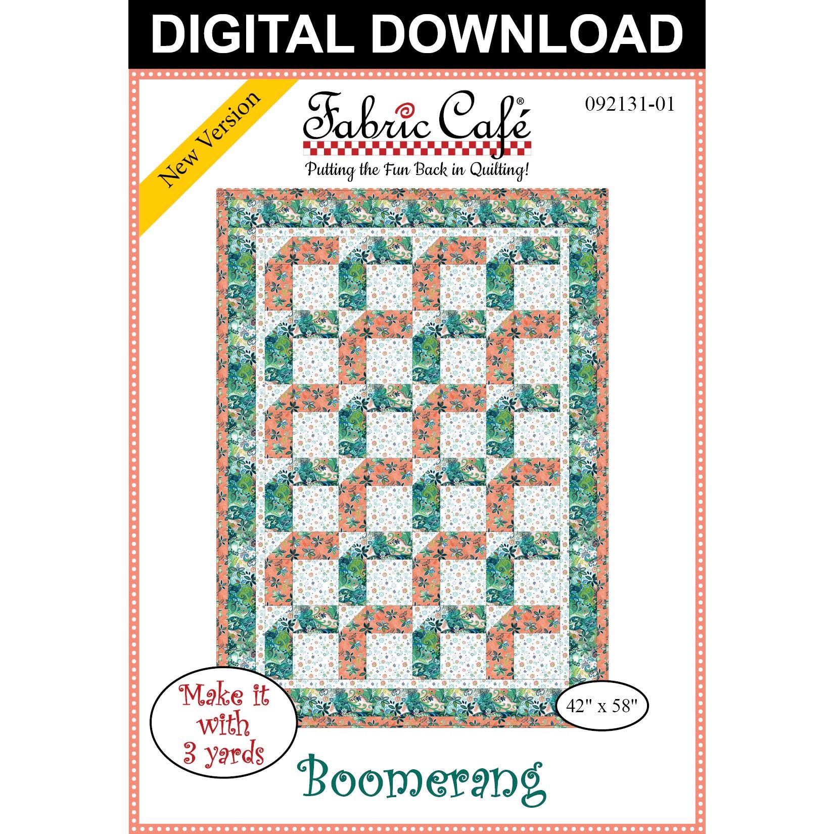 Boomerang 3-yard Quilt Pattern - Digital Download - Etsy