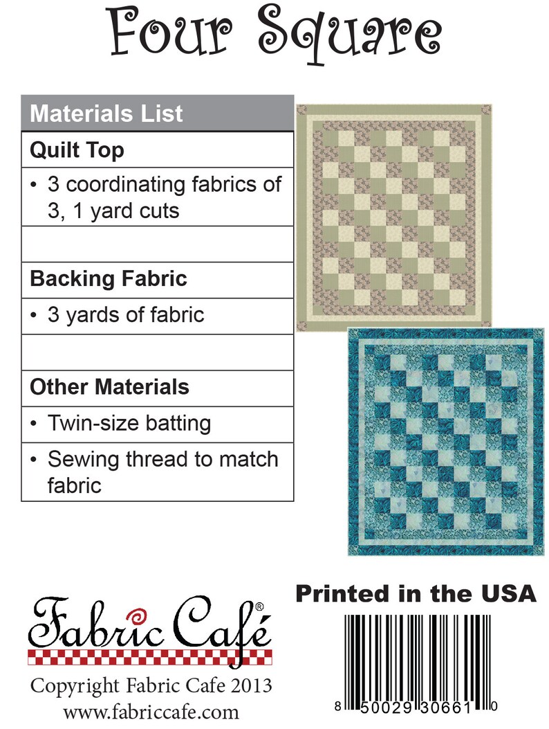 Four Square 3-yard Quilt Pattern - Digital Download - Etsy