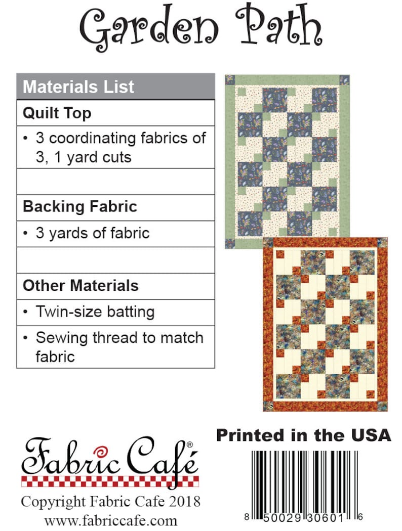 Garden Path 3-yard Quilt Pattern - Digital Download - Etsy