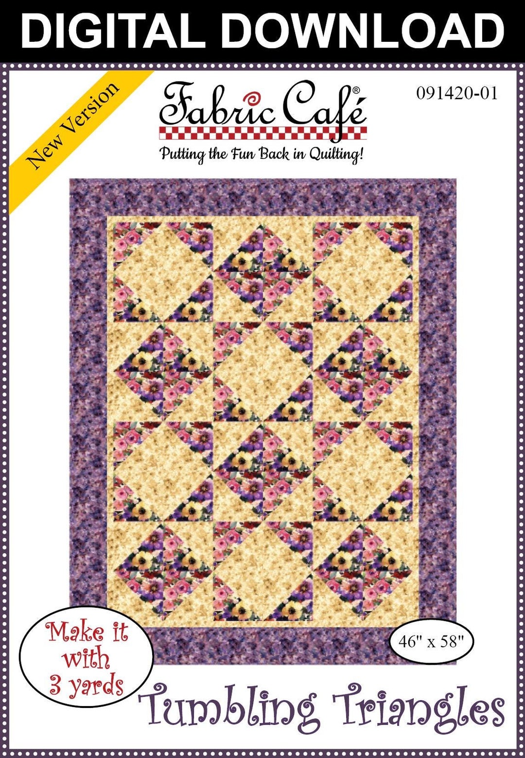 Tumbling Triangles 3-yard Quilt Pattern - Digital Download - Etsy