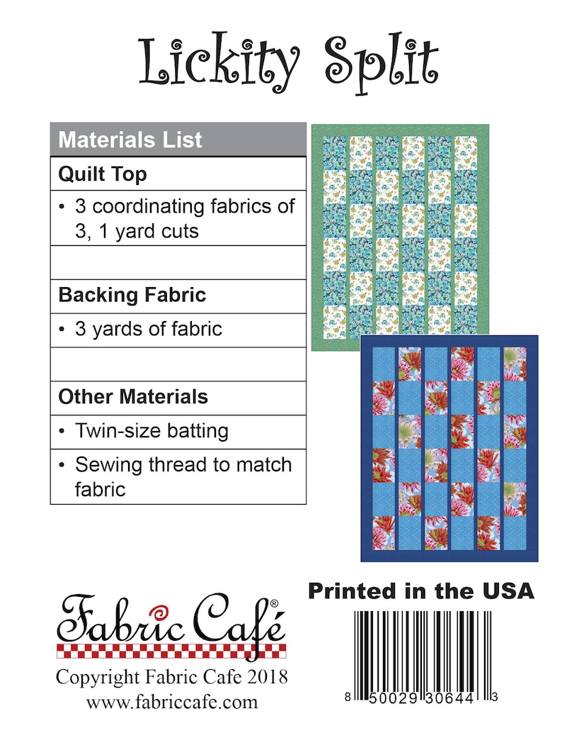 Lickity Split 3-yard Quilt Pattern - Digital Download - Etsy