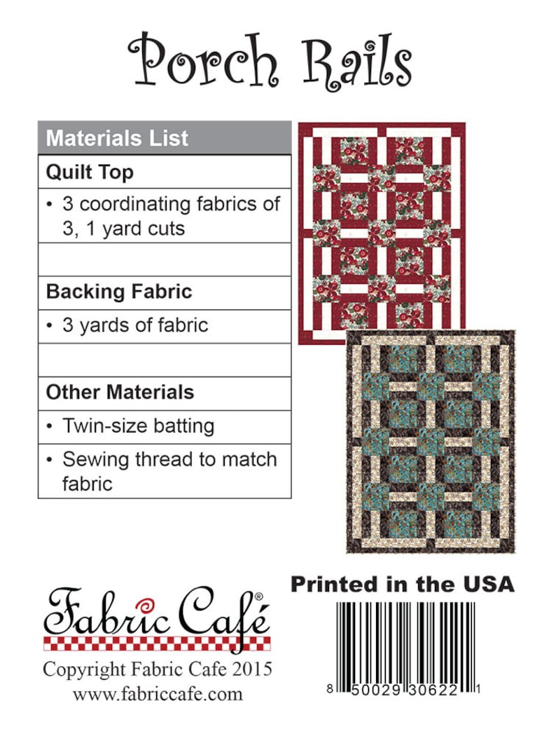 Downloadable Porch Rails Quilt Pattern Easy 3 Yard Design - Etsy UK