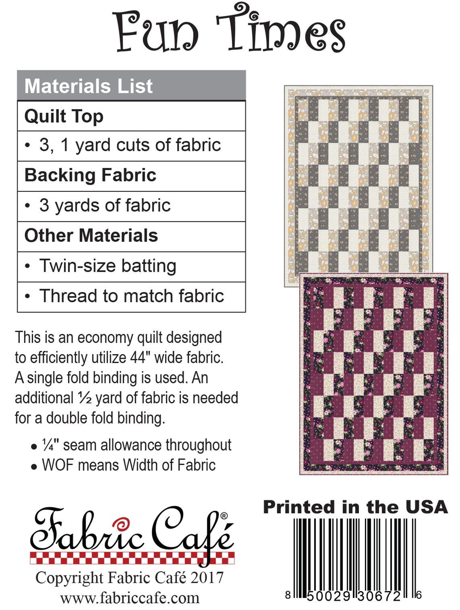 Fun Times 3-yard Quilt Pattern - Digital Download - Etsy