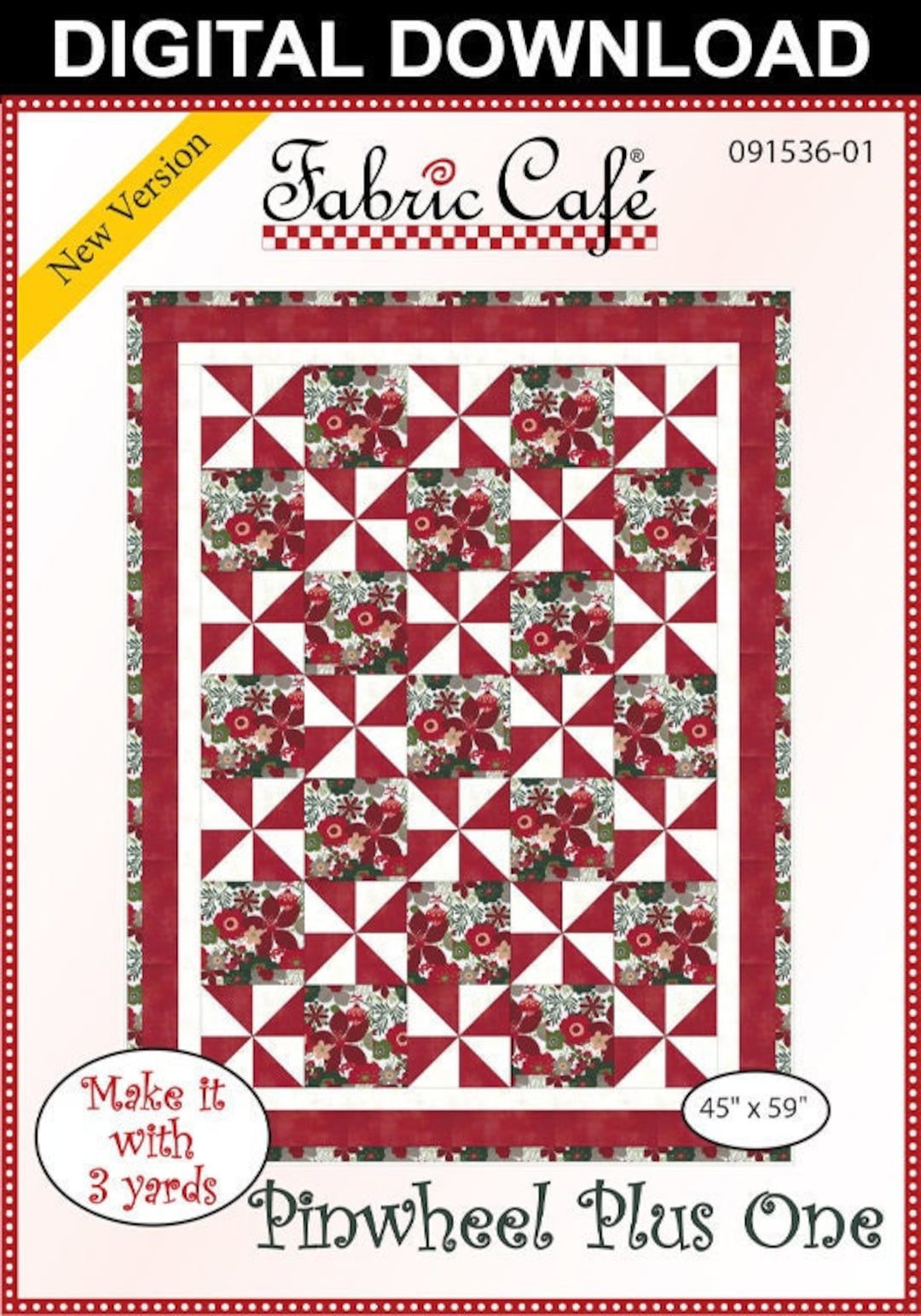 Pinwheel Plus One 3-yard Quilt Pattern - Digital Download - Etsy