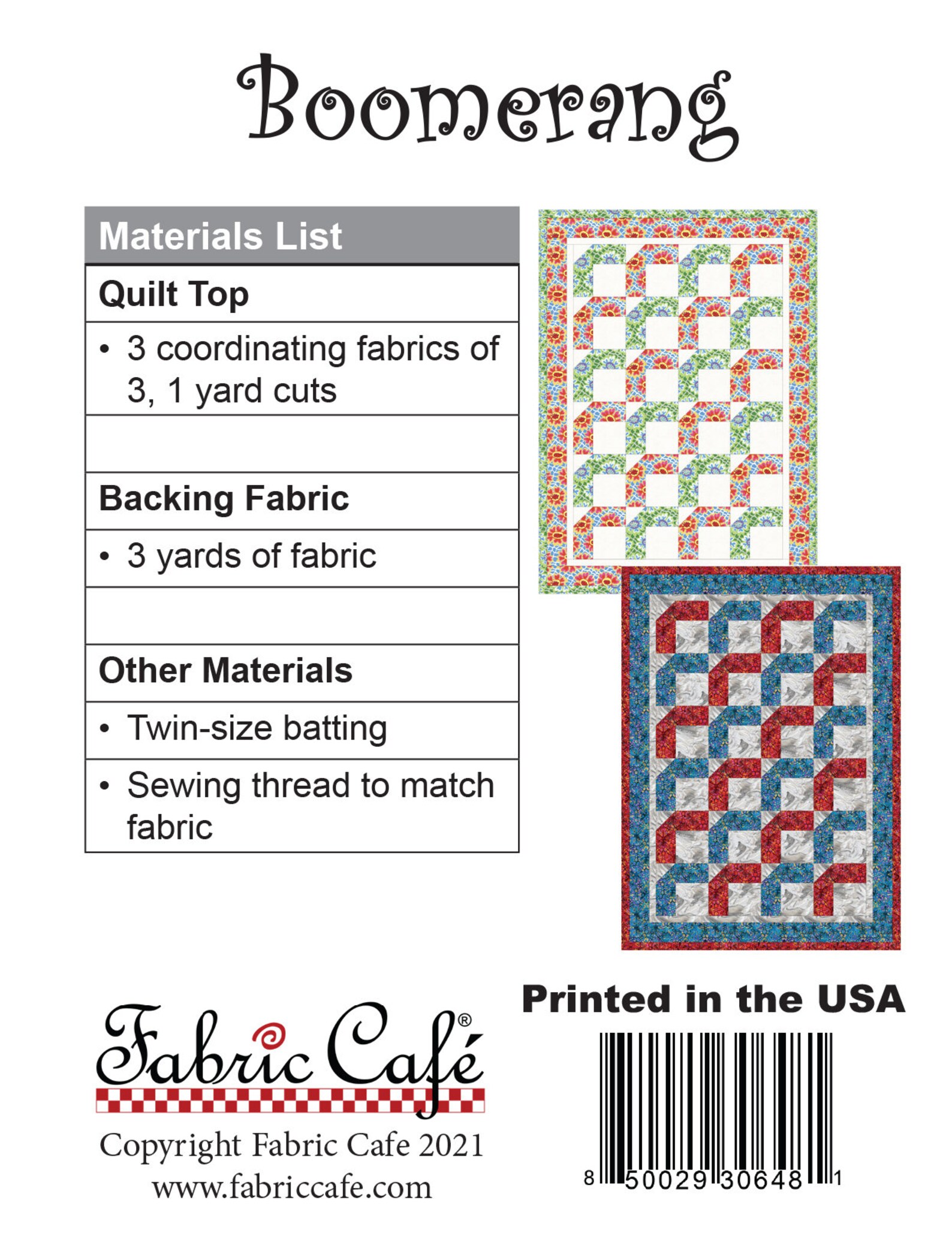 Boomerang 3-yard Quilt Pattern - Digital Download - Etsy