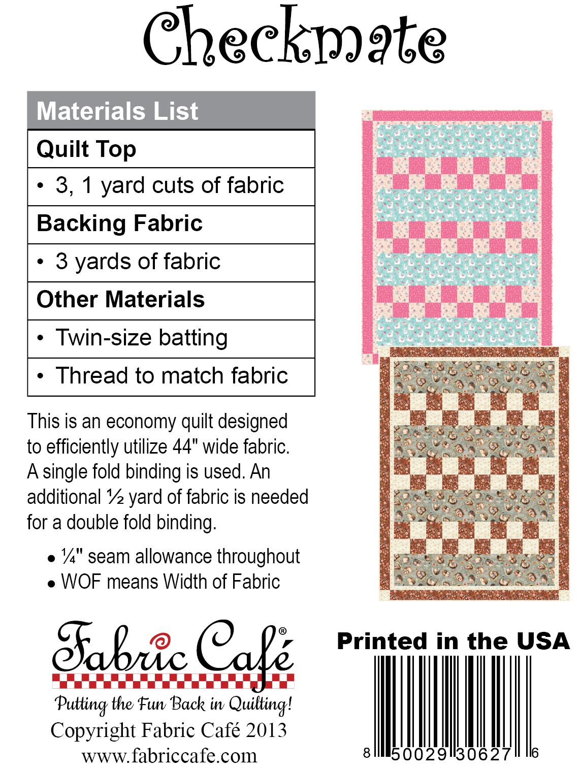Checkmate 3-yard Quilt Pattern - Digital Download - Etsy
