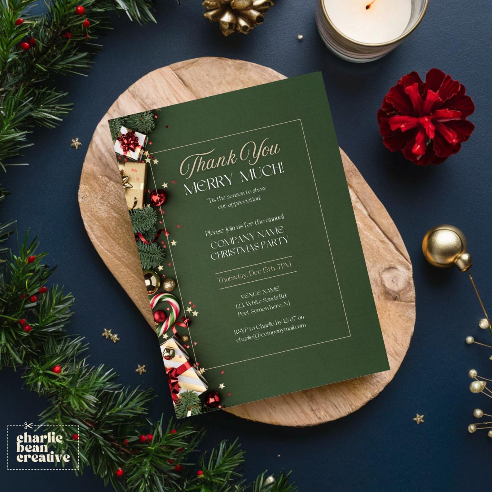 Editable Company Christmas Party Invitation, Christmas Dinner Party ...