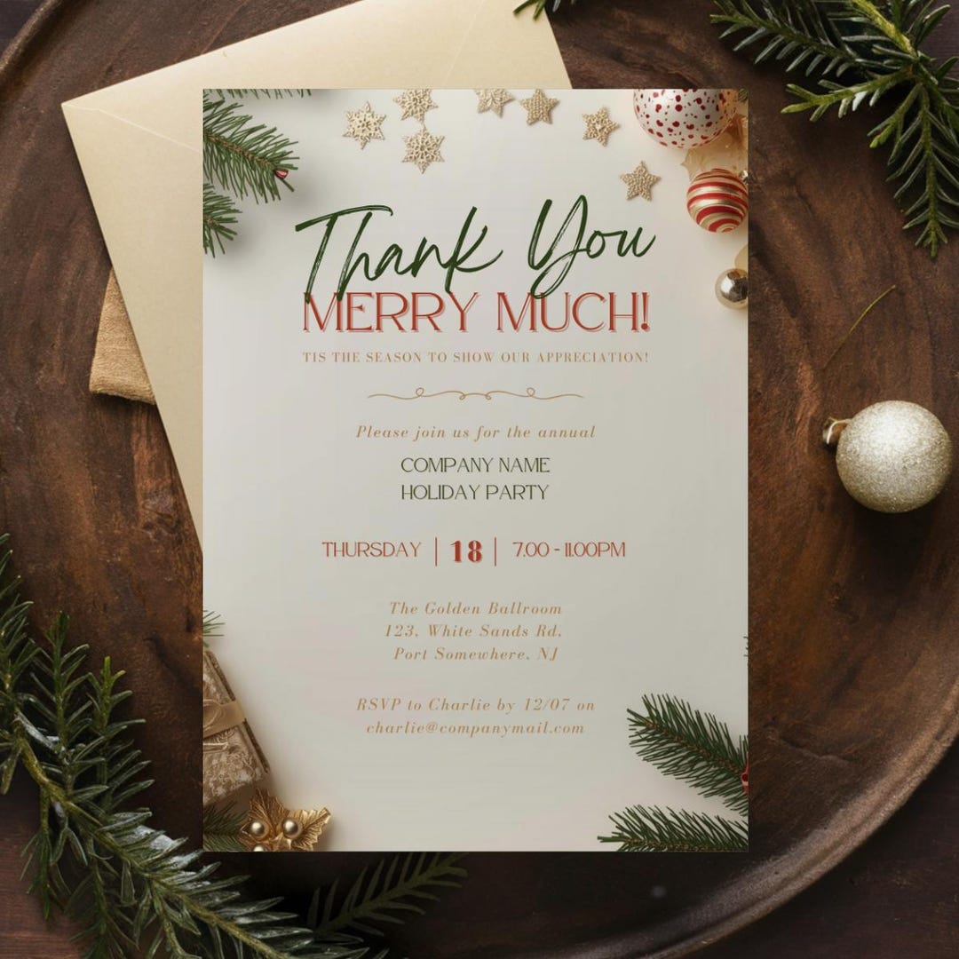 Corporate Christmas Party Invitation, Company Holiday Party Invite ...