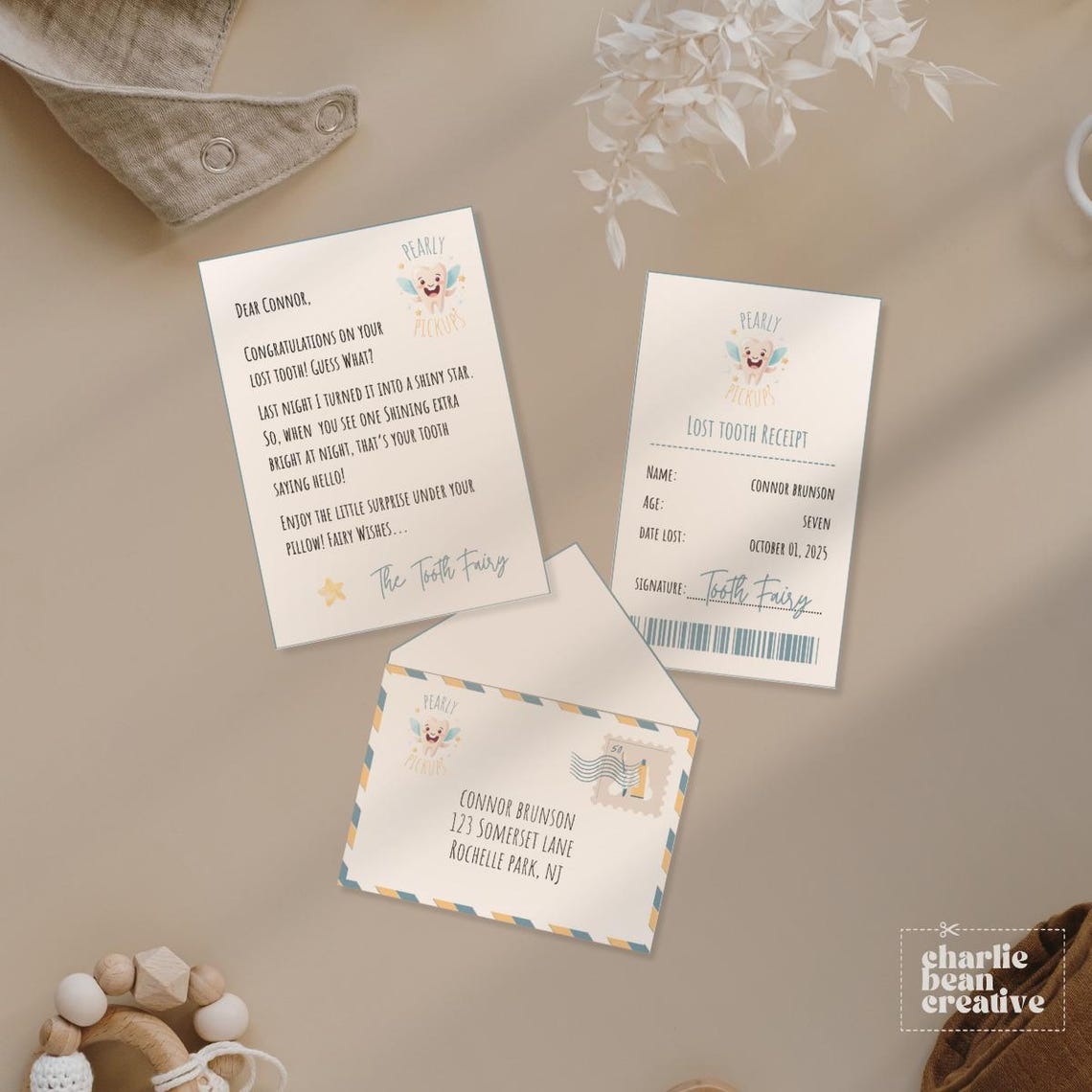 Tooth Fairy Letter and Receipt Printable, Lost Tooth Note With Envelope ...