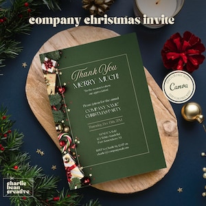 Company Christmas Dinner Party Invitation, Editable Company Party ...