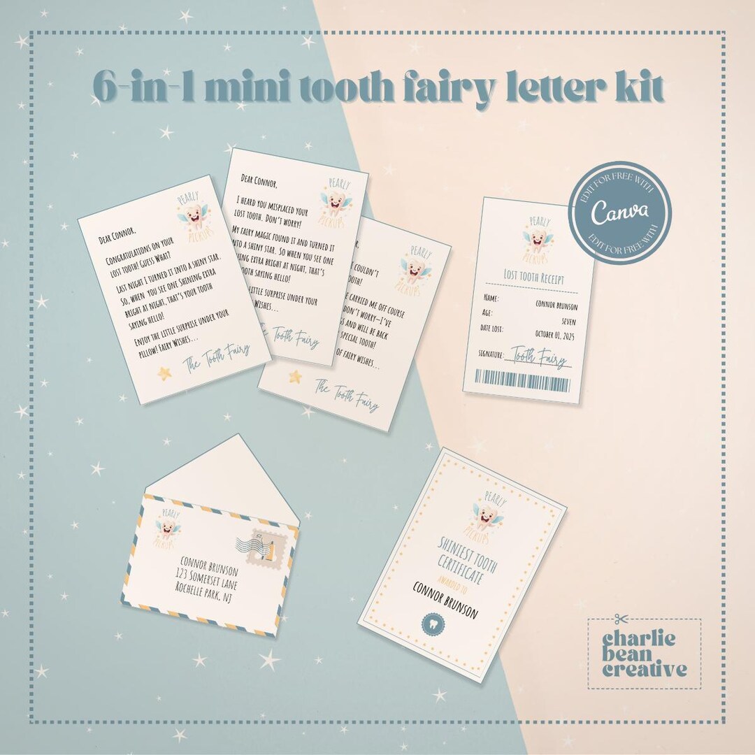 Tooth Fairy Kit Printable, Mini Tooth Fairy Letters, Envelope and ...