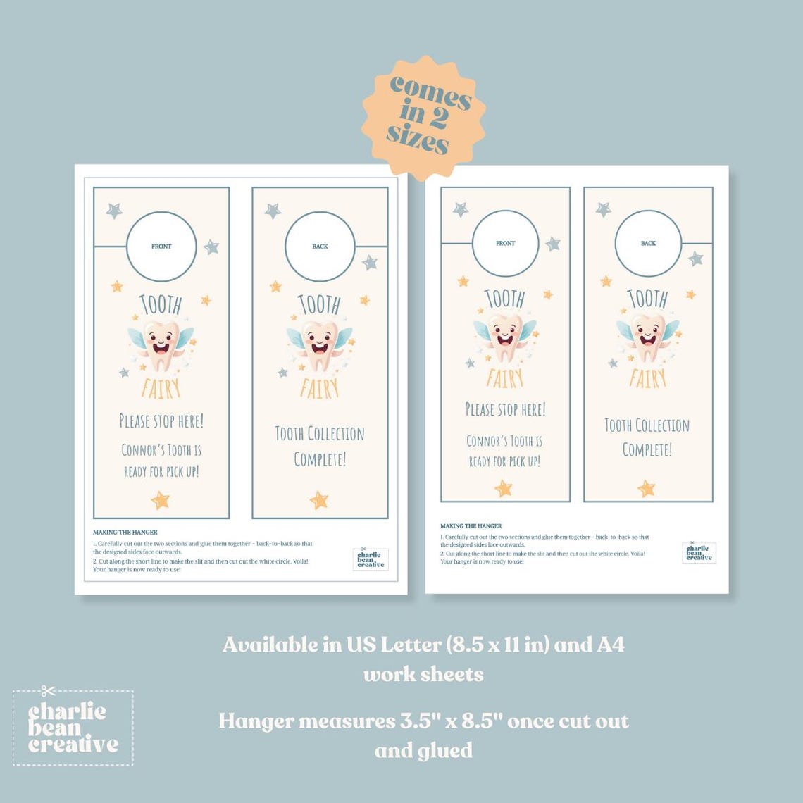 Tooth Fairy Door Hanger Sign Printable Template for Lost Tooth ...