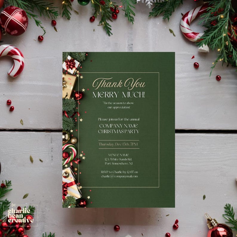 Editable Company Christmas Party Invitation, Christmas Dinner Party ...