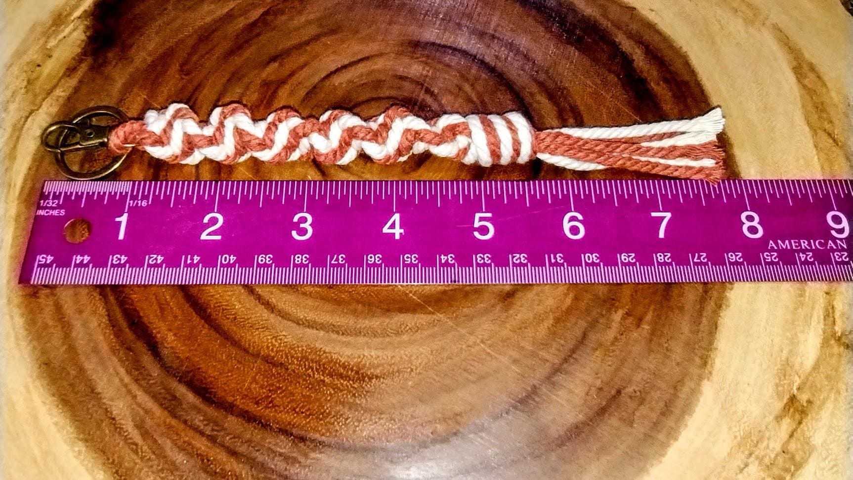 Macrame Spiral Knot Keychain | Bronze Keyring and Retractable Clip ...