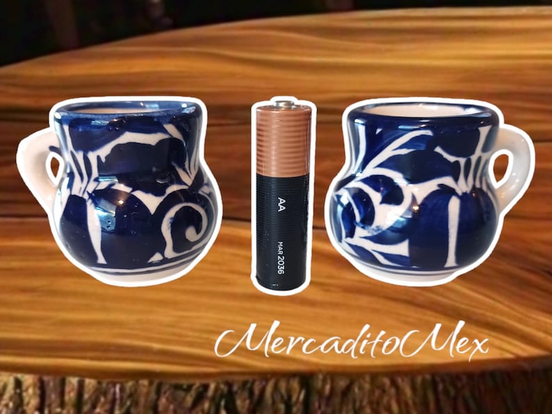 Ceramic Mexican Jarritos (blue) / Tequila Shots / Talavera Style / 1 Oz ...