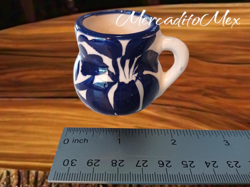 Ceramic Mexican Jarritos (blue) / Tequila Shots / Talavera Style / 1 Oz ...