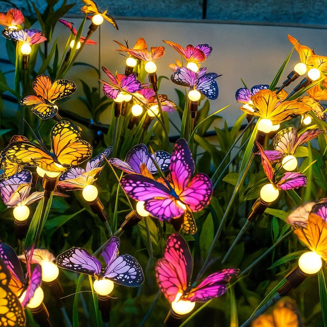 Swaying Butterfly Solar Garden Lights – Outdoor Patio Decor (2 Pack) - Etsy