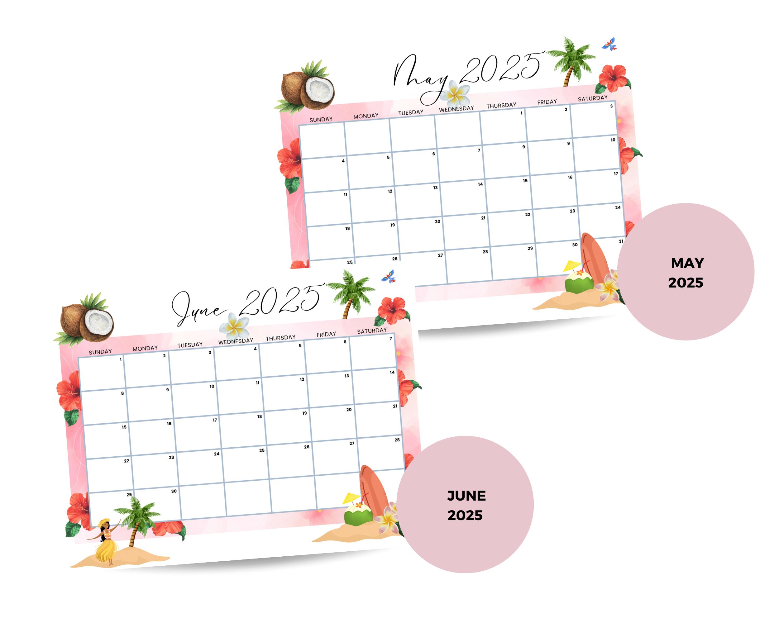 Polynesian 2025 Calendar | 2025 Calendar Printable | 2025 Calendar | A4 ...