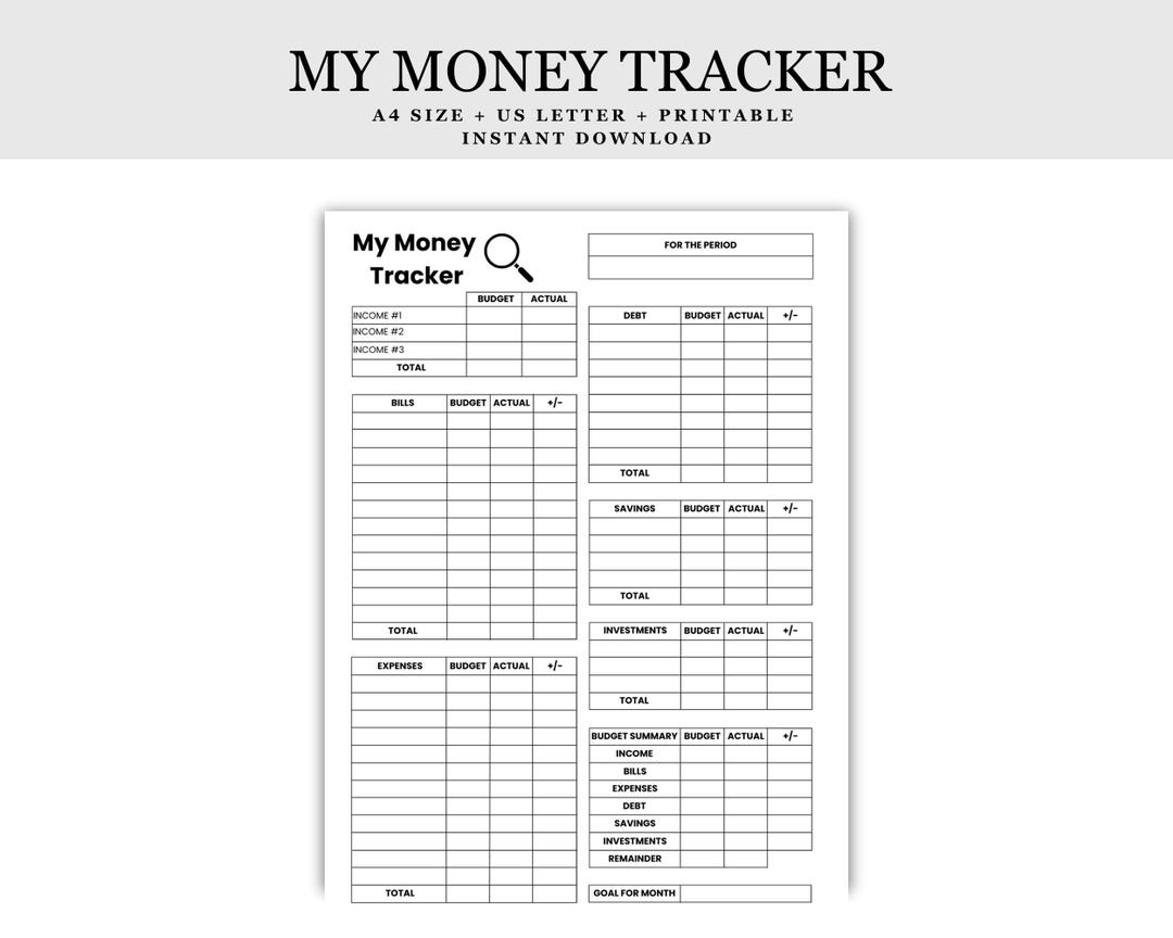 My Money Tracker Money Tracker Sheet Simple Money Tracker Money Tracker ...