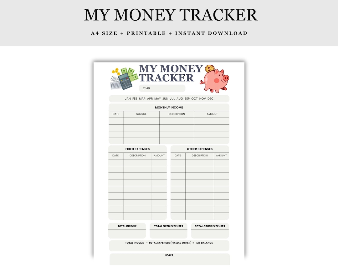My Money Tracker Neutral Color Simple Money Tracker Tracker Worksheet ...