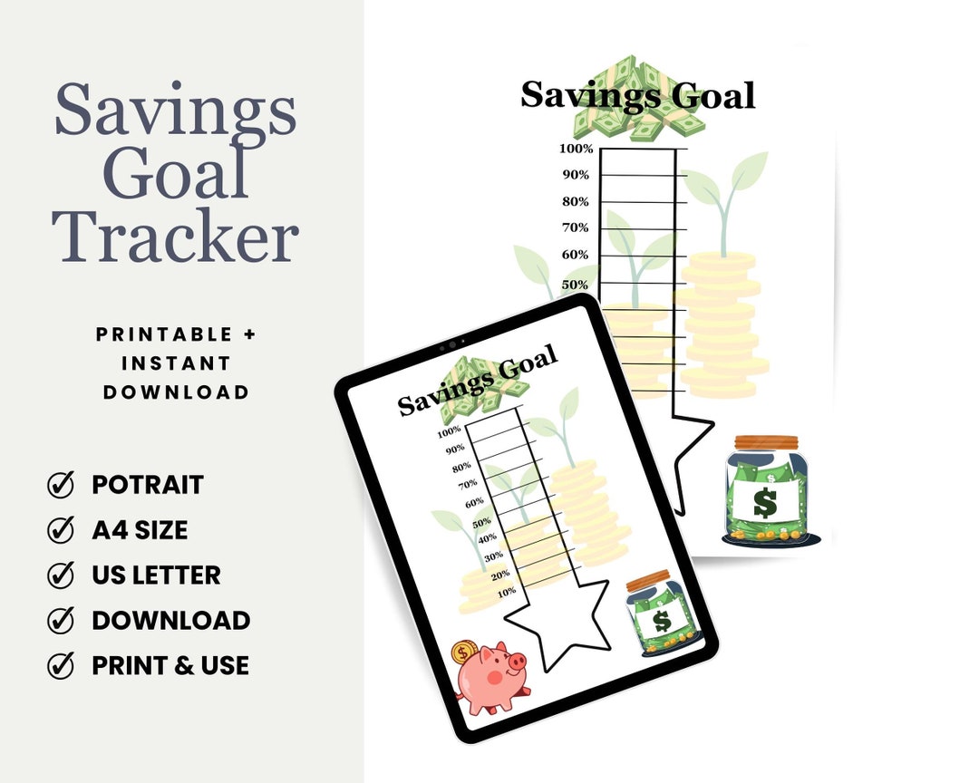 Savings Goal Tracker Simple Savings Tracker Printable Tracker A4 Size ...