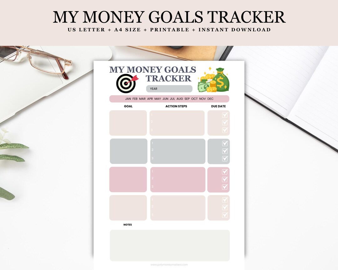 My Money Goals Tracker | Money Goals Tracker | Money Goal Progress ...