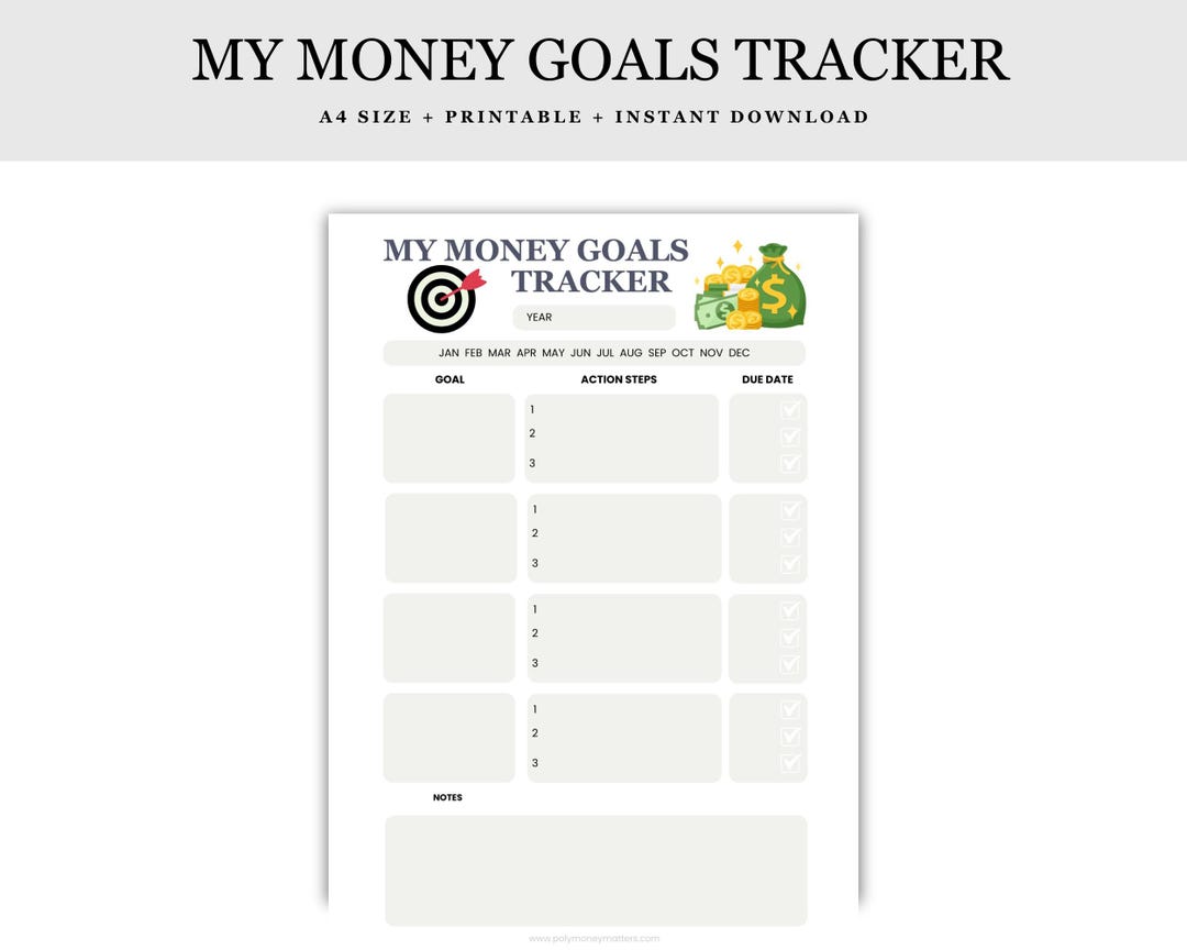 My Money Goals Tracker Neutral Color Simple Goals Tracker Tracker ...