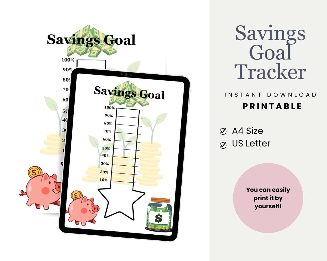 Savings Goal Tracker Simple Savings Tracker Printable Tracker A4 Size ...