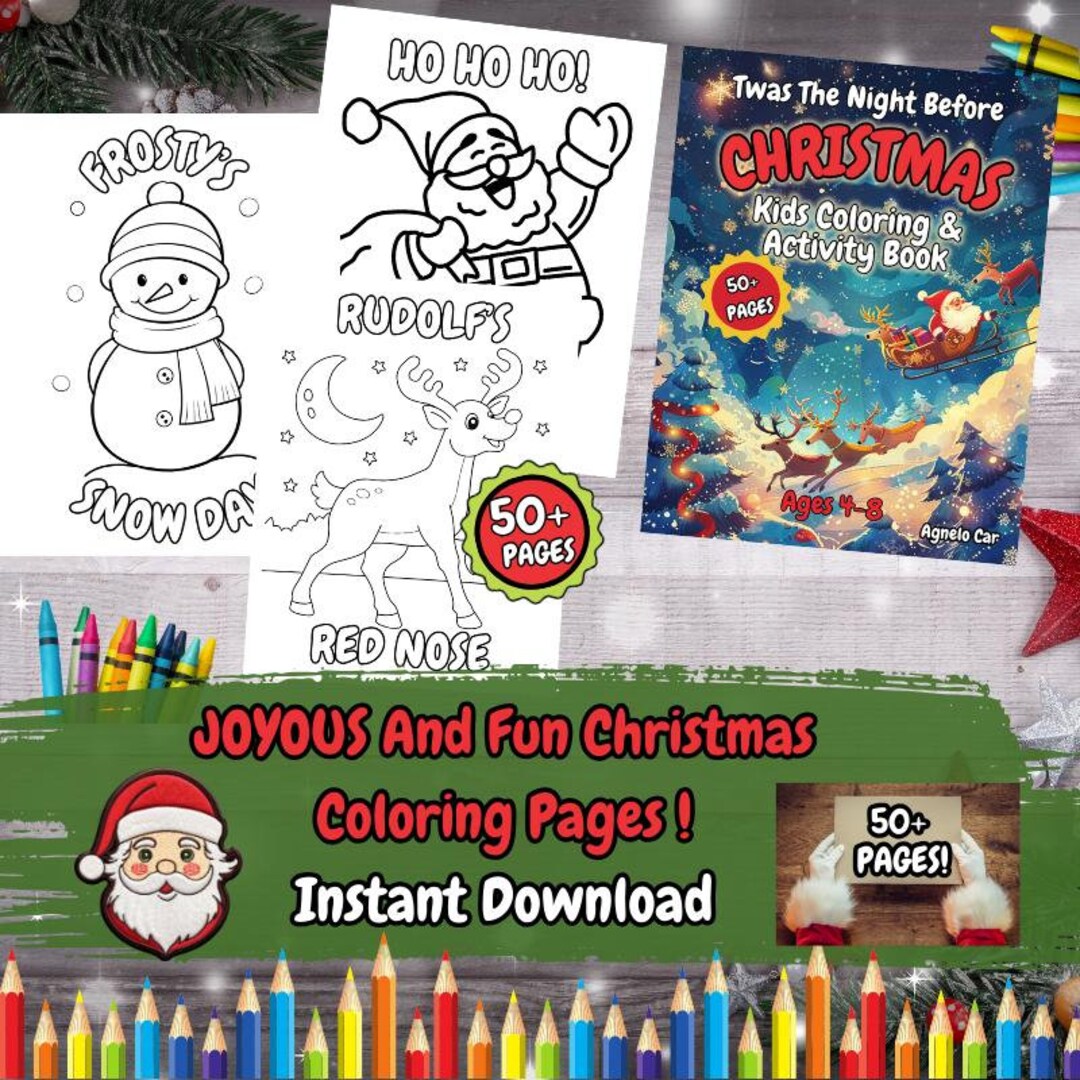 50 Christmas Coloring & Activity Book, Christmas Printable Coloring ...