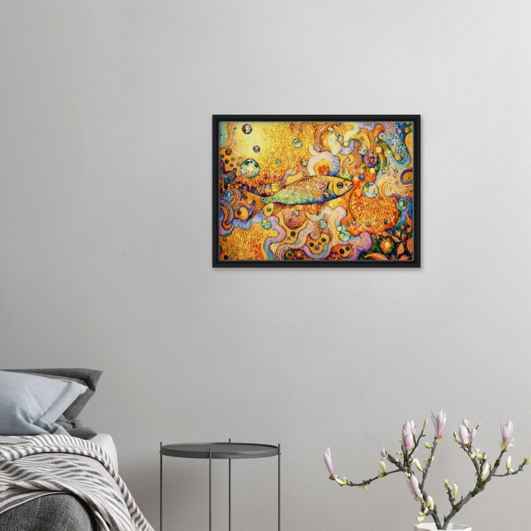 Marine Life and Pointillism Inspired Framed Canvas - Etsy