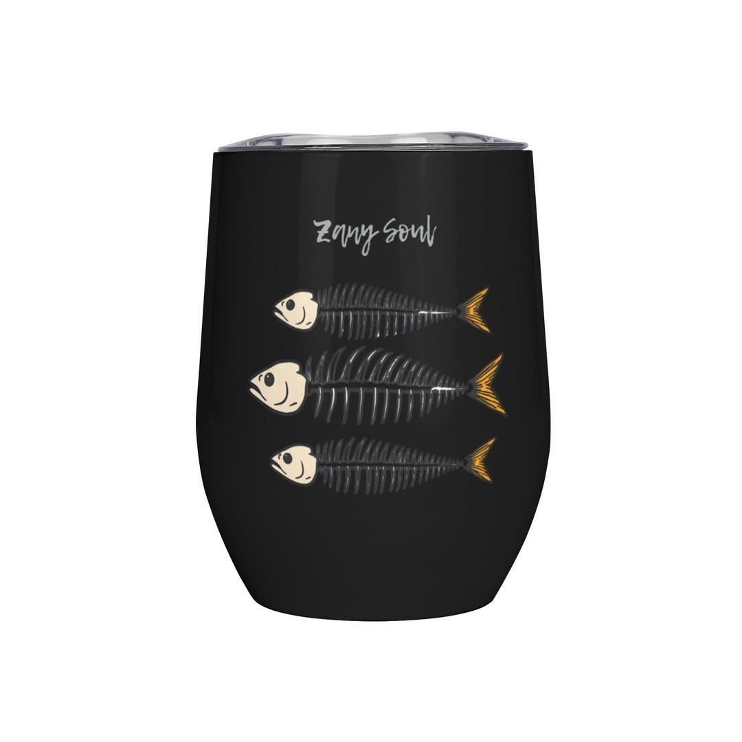 Zany Soul, Fish Carcass Bones, Gift Wine Tumbler, Travel Coffee Mug ...