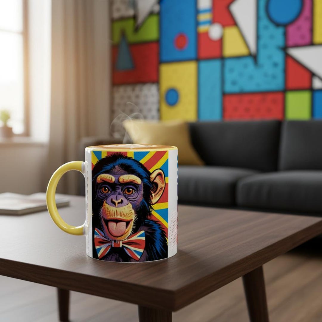 Cheeky Pop Art Chimpanzee Monkey Mug - Funky Gift Coffee Cup - Etsy
