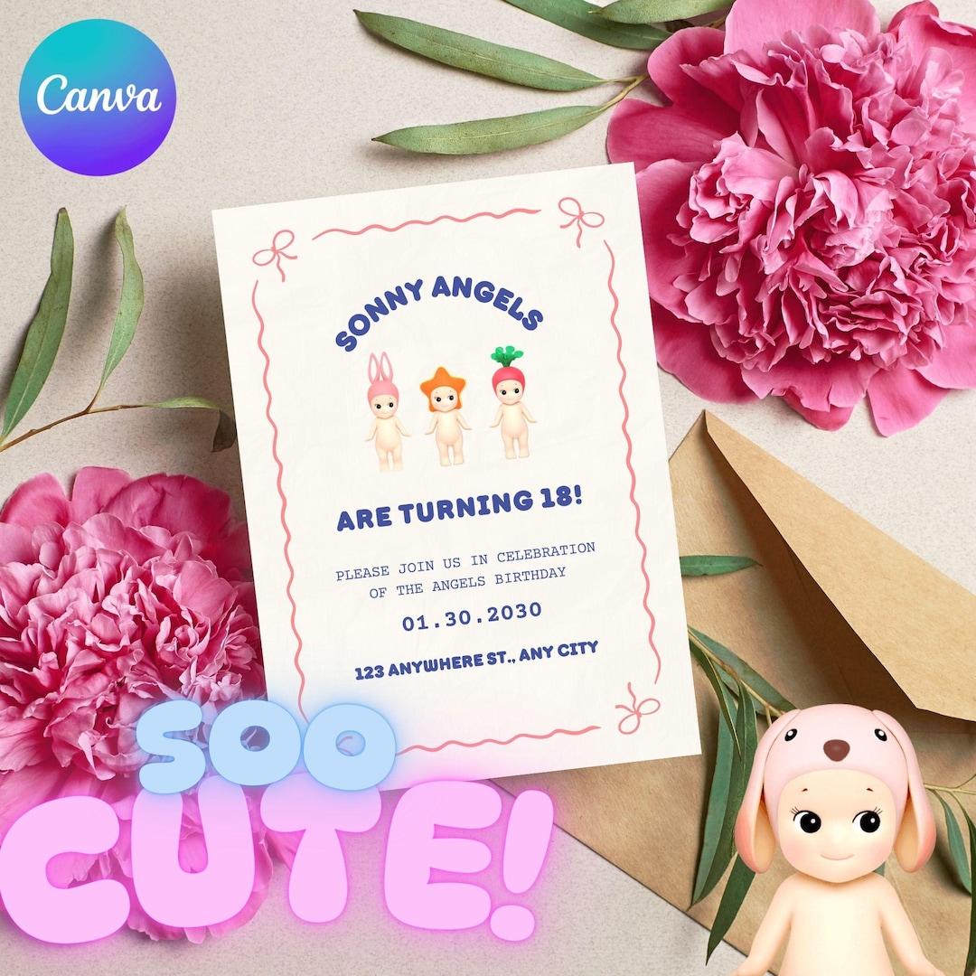 Editable Sonny Angels Birthday Invitation: Kawaii Party Invite (digital ...