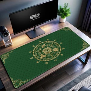 Zelda Sacred Symbols Desk Mat - Green Triforce Pattern, Perfect for ...