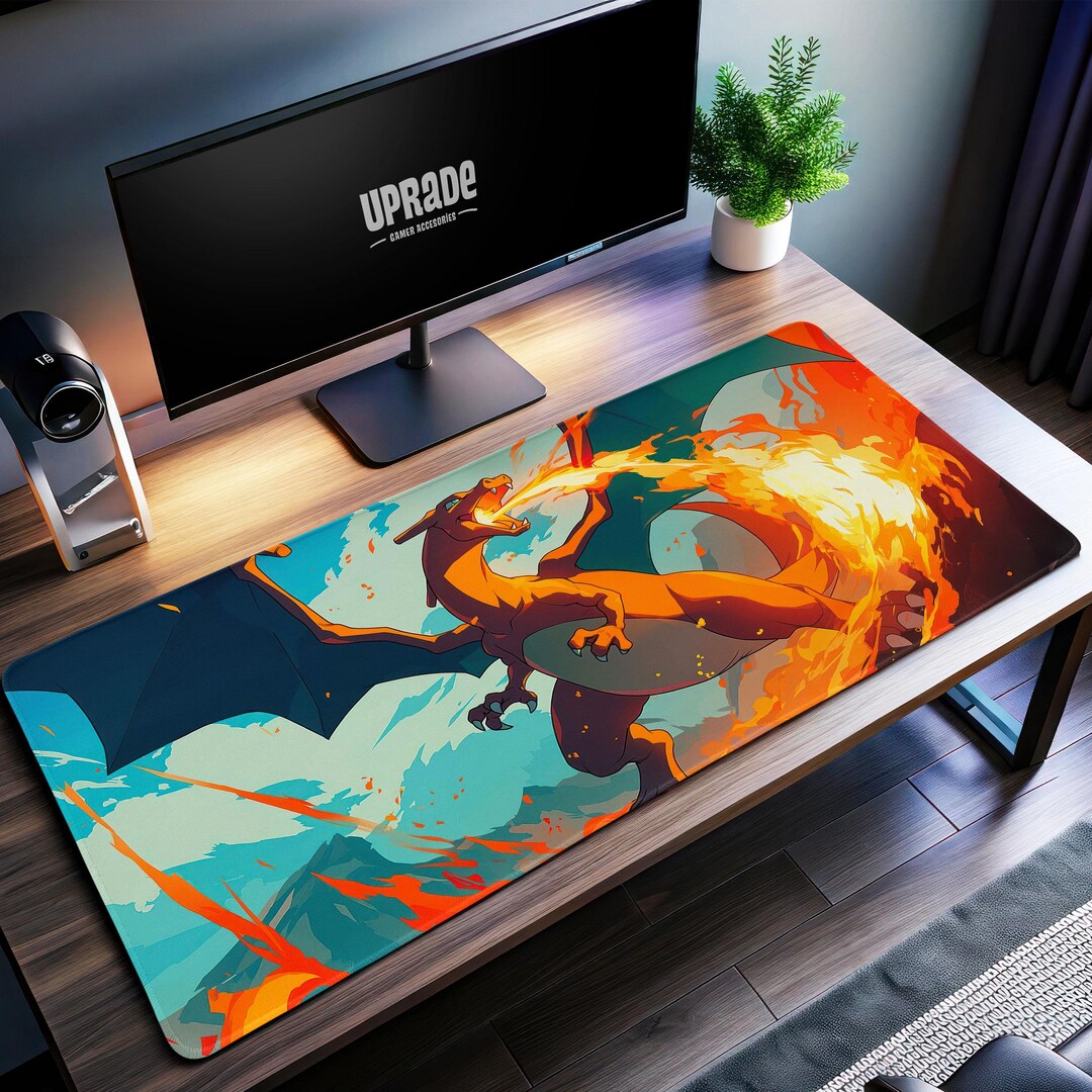 Charizard Flame Fury Desk Mat Epic Fire Dragon Gaming Pad, Perfect for ...