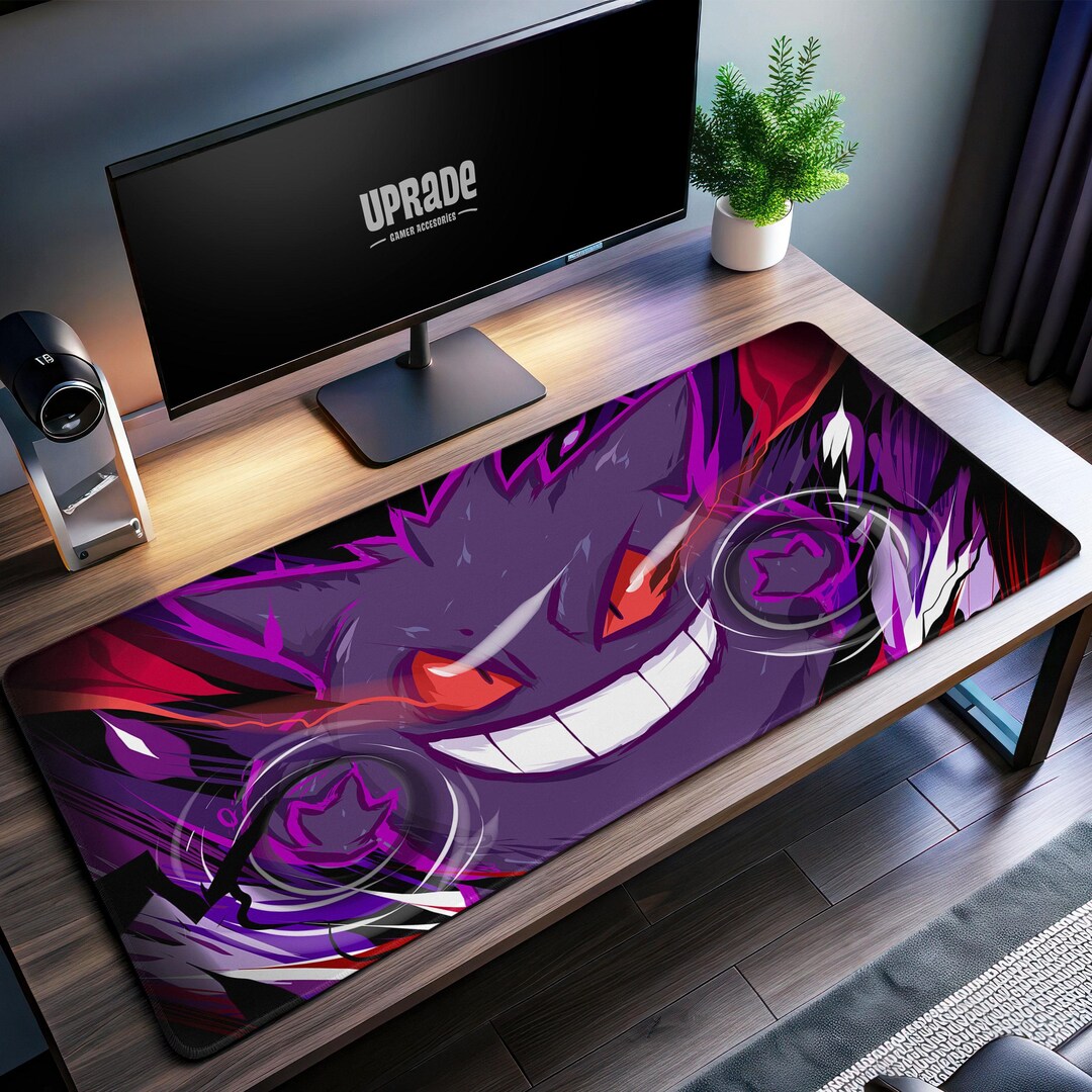 Gengar's Haunting Grin Desk Mat Essential Gaming Accessory for Pokémon Fans, Spooky and Vibrant ...