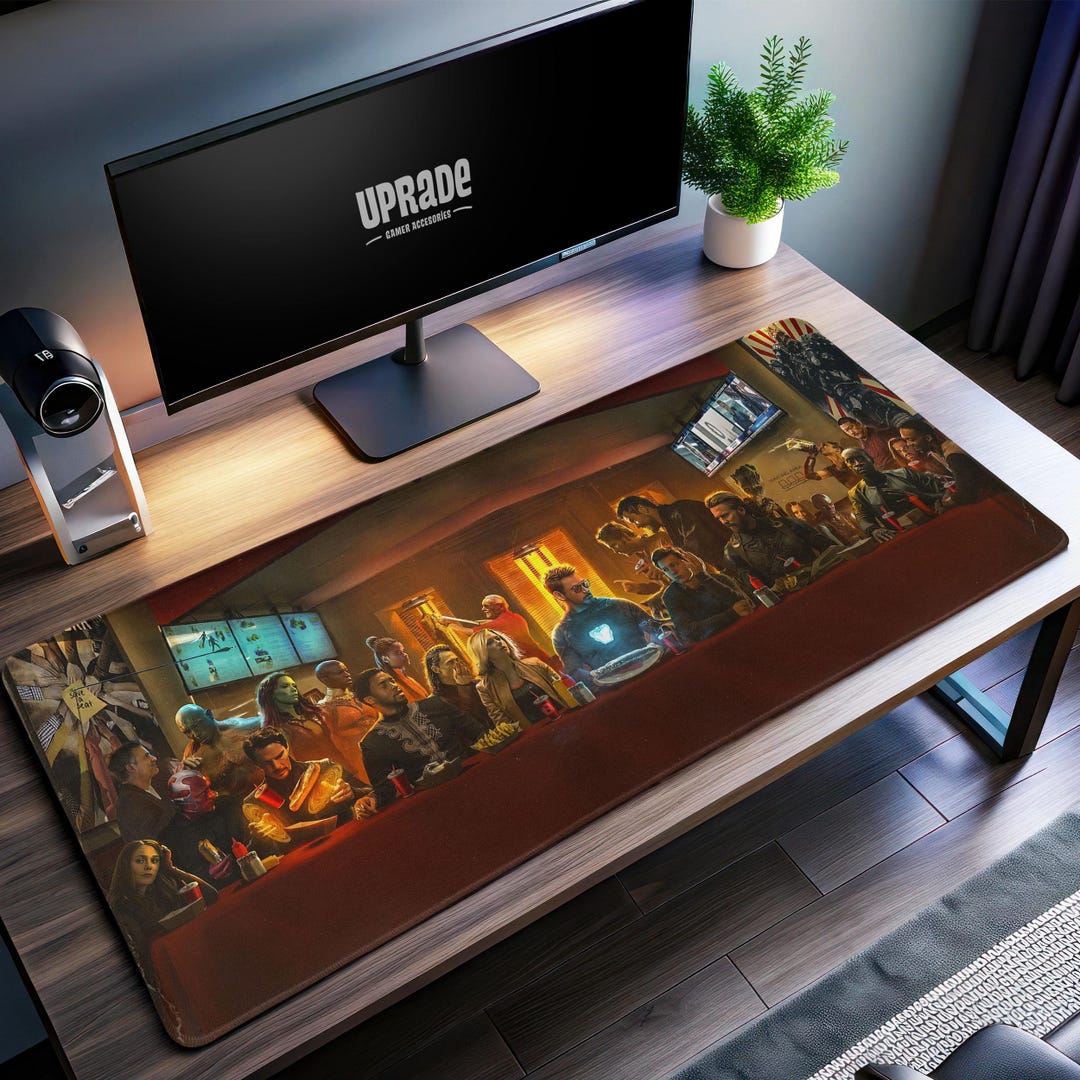 Superhero Last Supper Gaming Desk Mat - Iconic Team Gathering, Epic ...