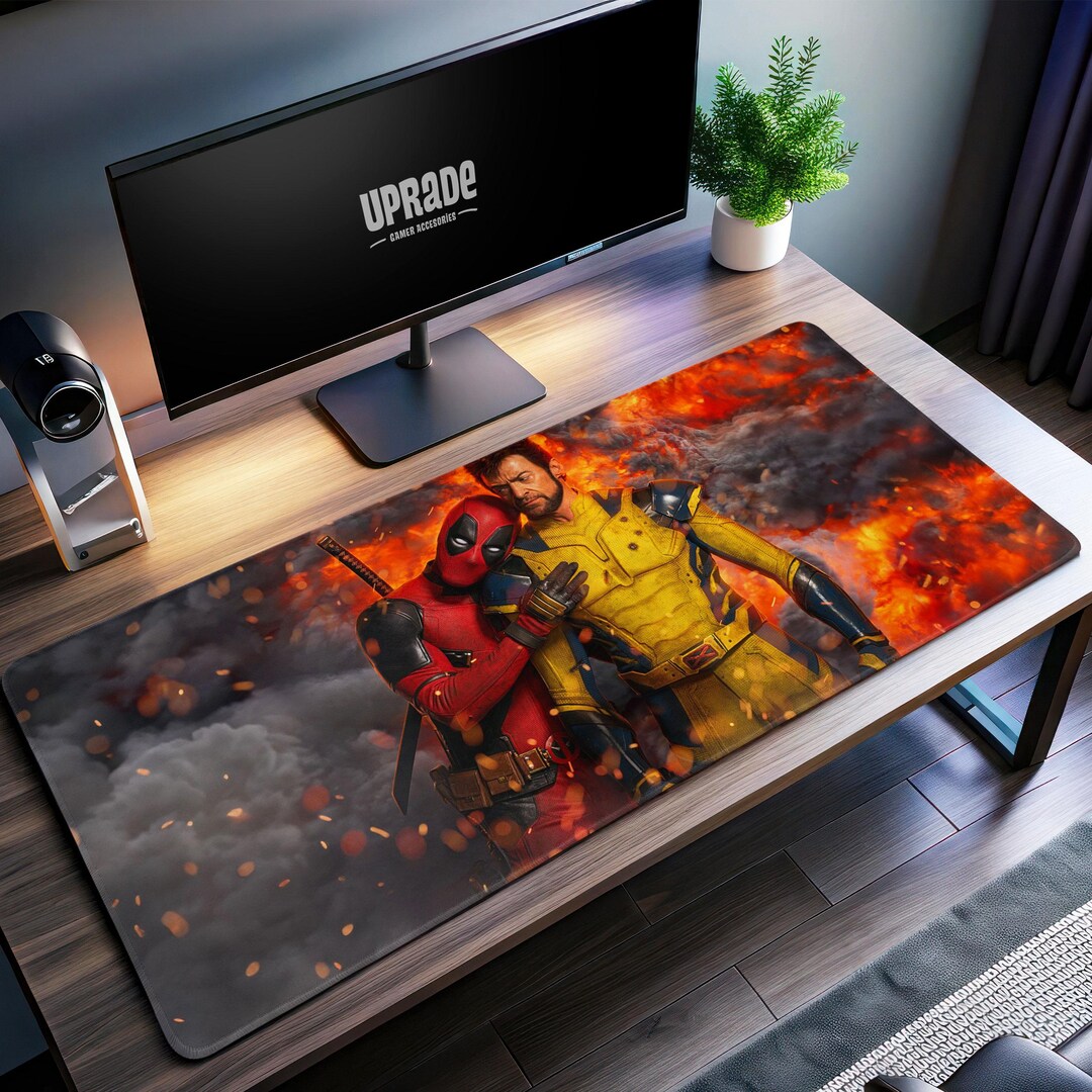 Deadpool & Wolverine Action Gaming Desk Mat Marvel Heroes in Battle ...