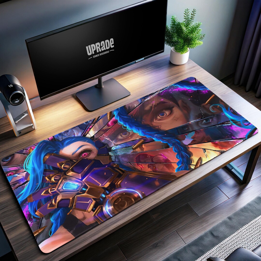 Jinx Cybernetic Chaos Desk Mat - League of Legends Futuristic Art ...