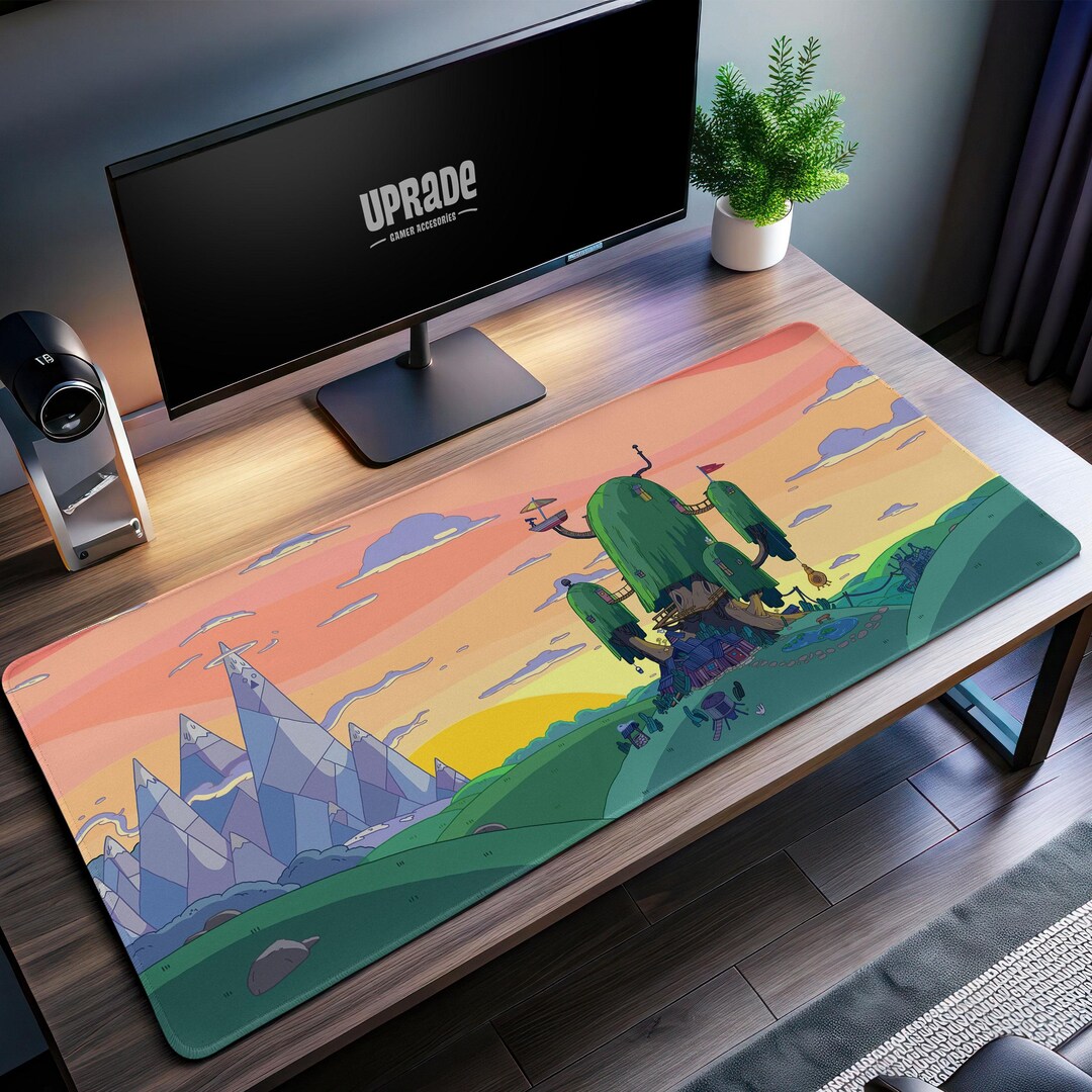 Adventure Time Tree Fort Desk Mat - Whimsical Cartoon Landscape Mouse ...