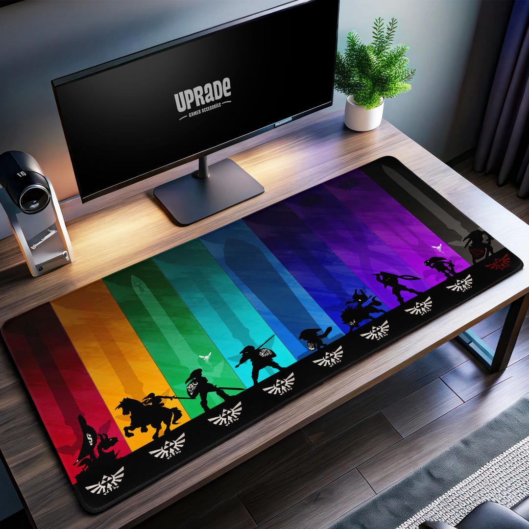 Zelda Evolution Mouse Pad - Colorful Rainbow Gradient With Iconic Link ...