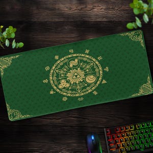 Zelda Sacred Symbols Desk Mat - Green Triforce Pattern, Perfect for ...