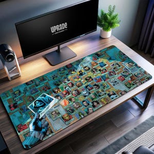 Comic Book Hero Collage Desk Mat - Vibrant Superhero Montage Mouse Pad ...