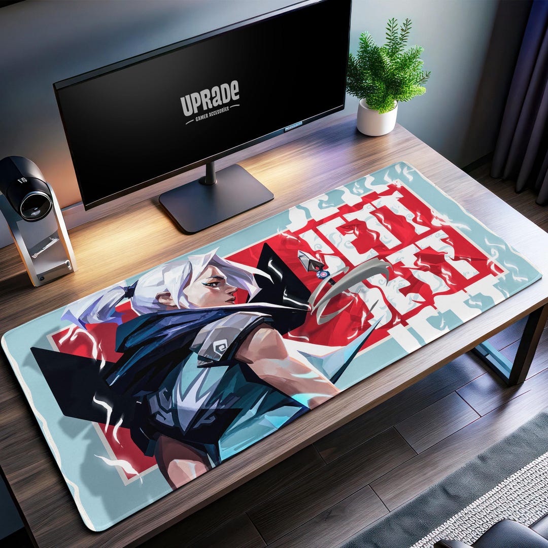 Jett Valorant Desk Mat - Bold Red and White Gaming Mat for FPS Fans ...