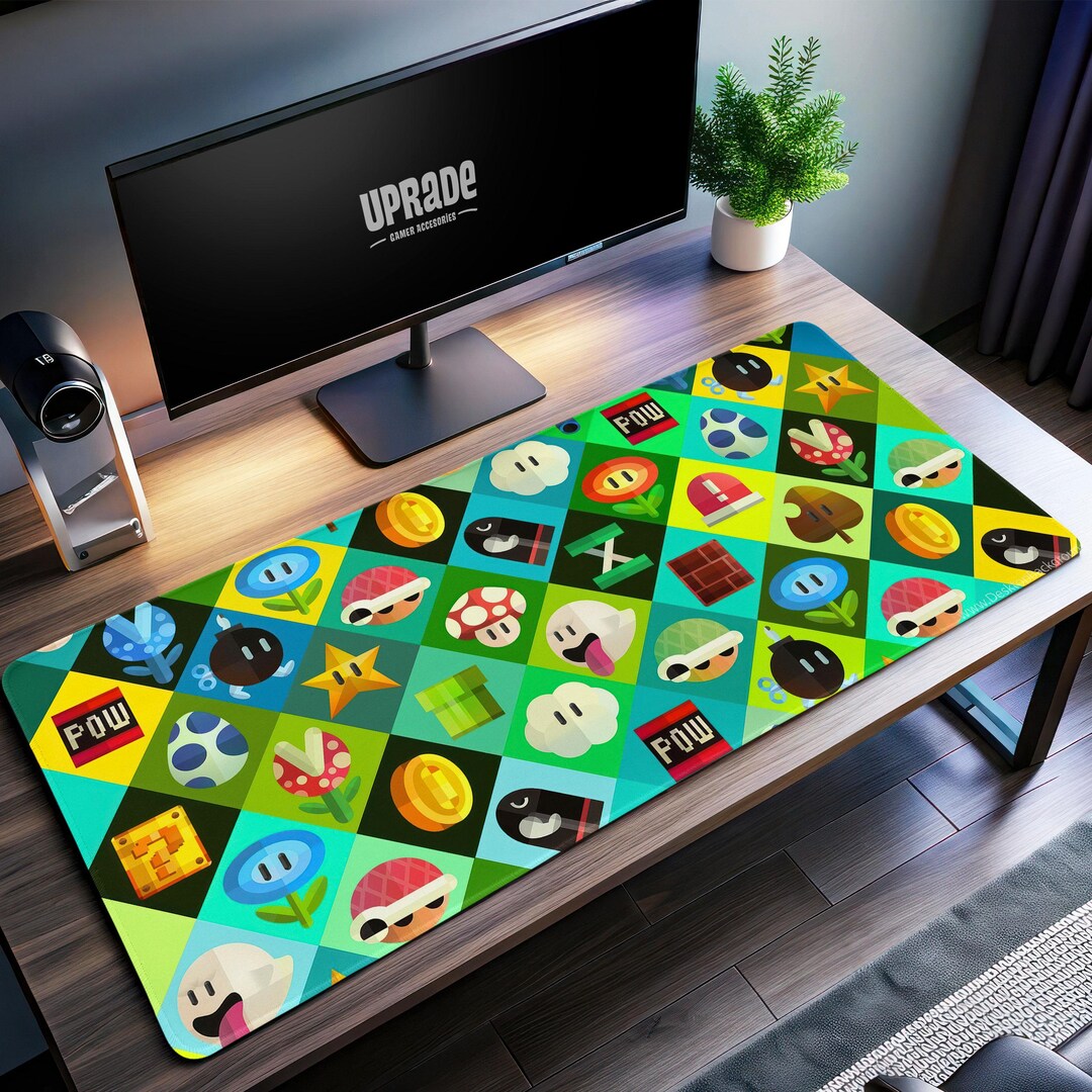 Super Mario Iconic Elements Desk Mat - Ultimate Gamer's Choice, Vibrant ...