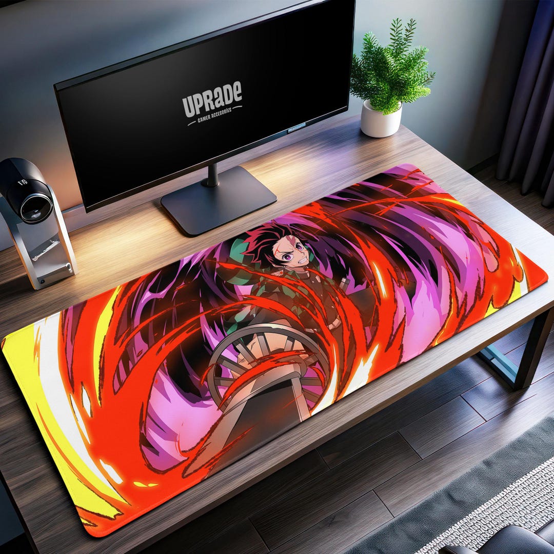 Tanjiro Kamado Demon Slayer Desk Mat: Fiery Dance of the Fire God ...